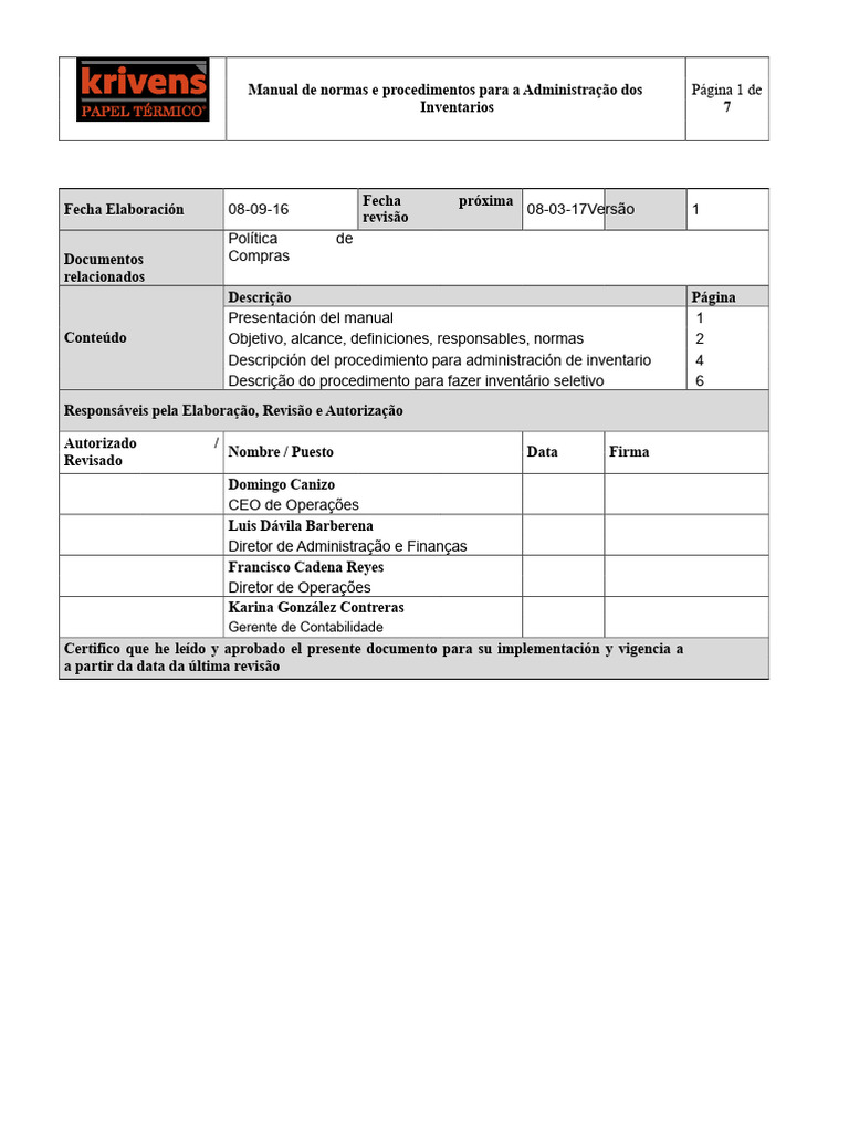 Normas para Administração de Inventários | PDF | Inventário | Contabilidade