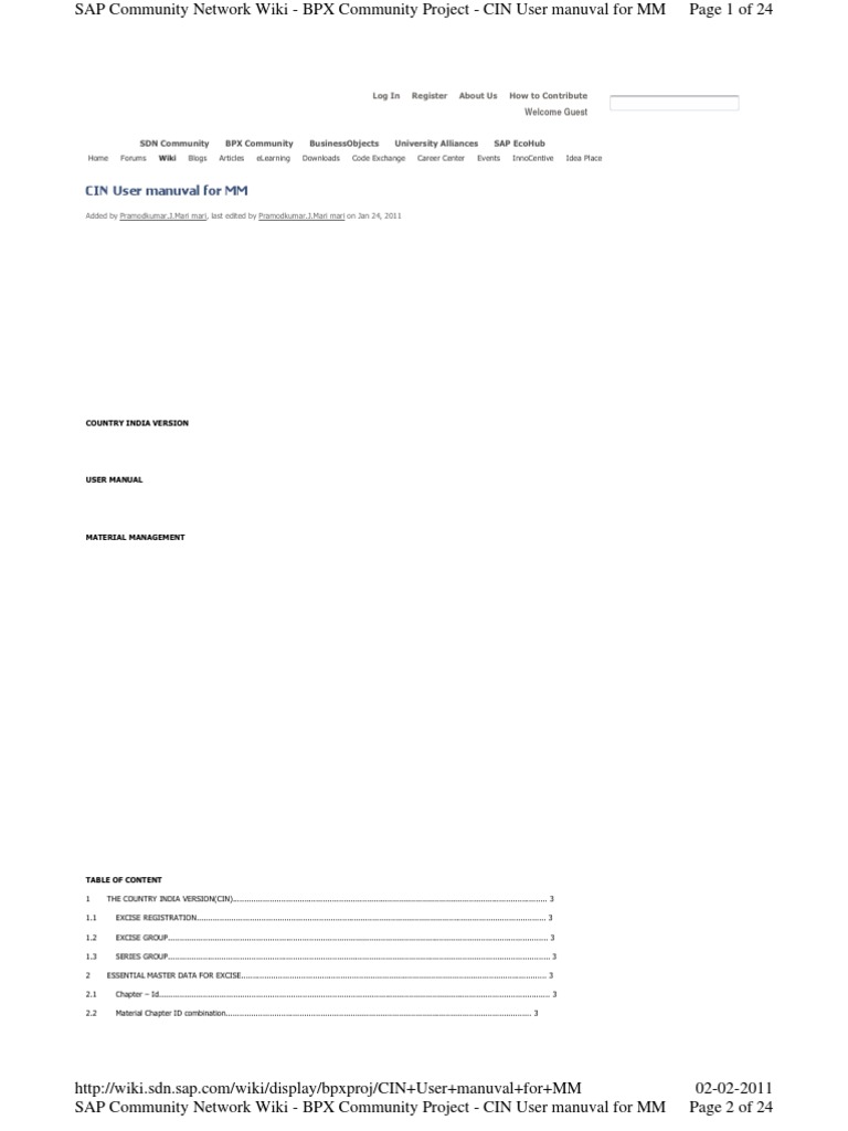 Cin User Manuval For MM: SDN Community BPX Community Businessobjects University Alliances Sap ...
