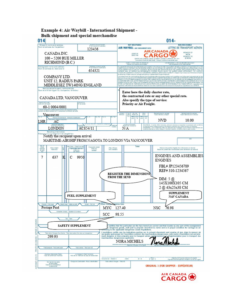 Air Waybill for International Shipment | PDF
