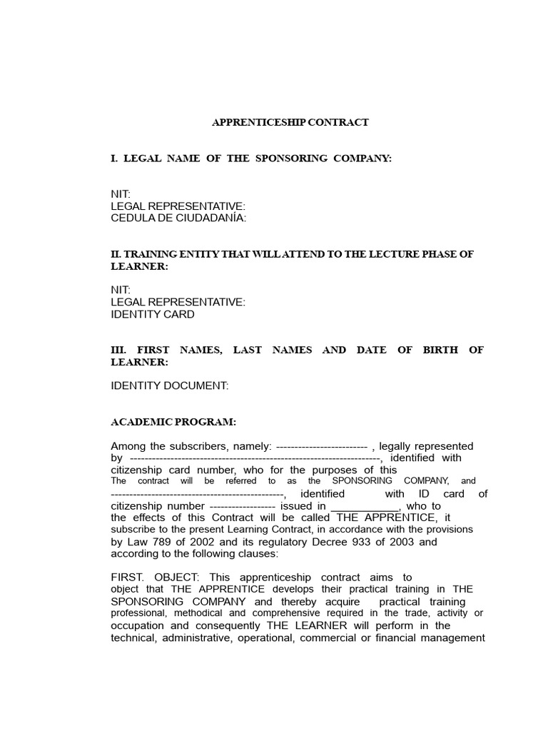 Apprenticeship Contract | PDF | Apprenticeship | Identity Document