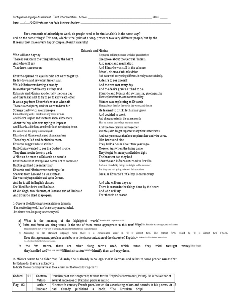 Eduardo and Mônica - Answer Key | PDF