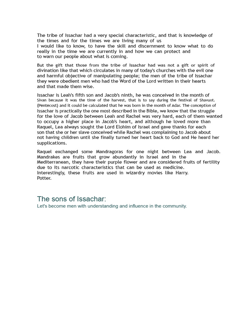 The Sons of Issachar:: But The Gift That Those From The Tribe of ...
