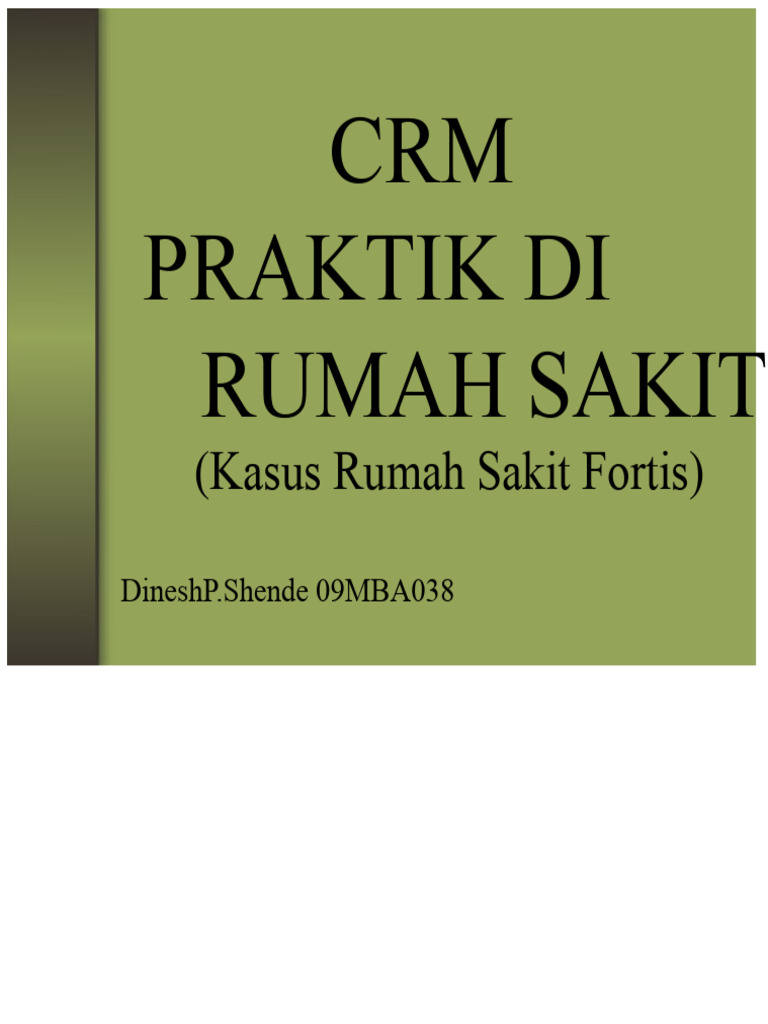 Praktik CRM Di Rumah Sakit | PDF