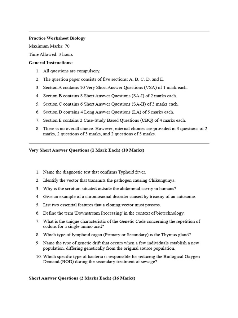 Biology Practice Worksheet for Exams | PDF | Operon | Repressor