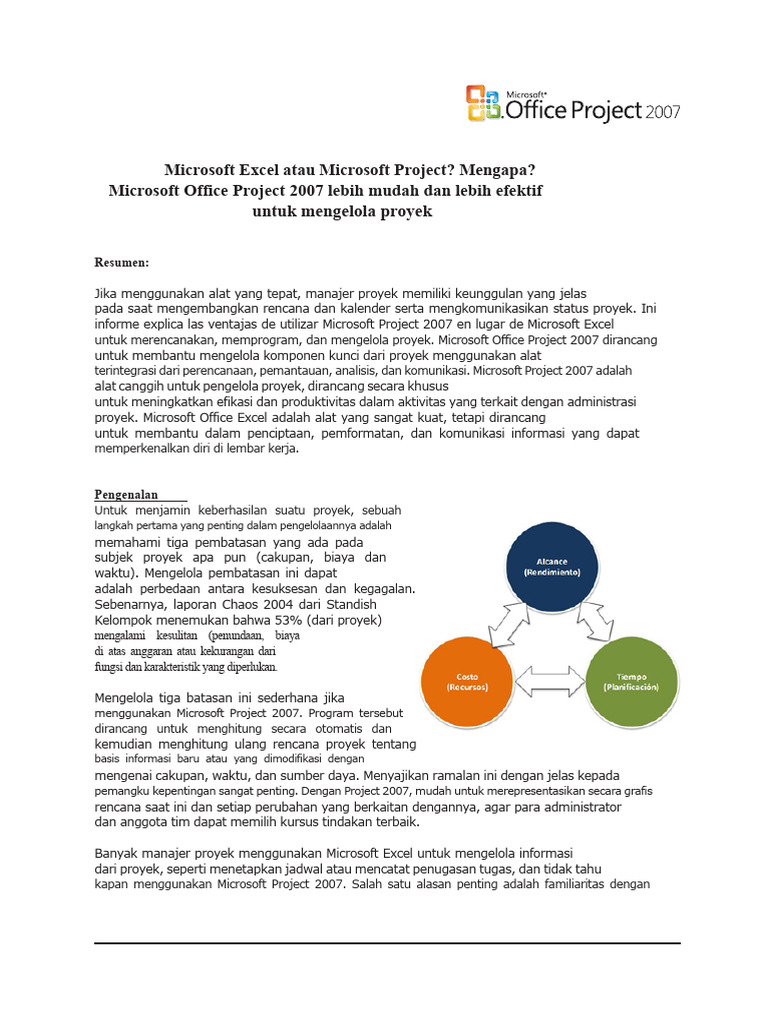 Microsoft Excel vs Microsoft Project | PDF