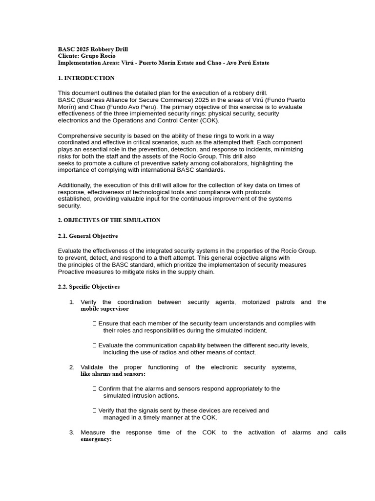 BASC 2025 Robbery Drill | PDF | Computer Security | Security