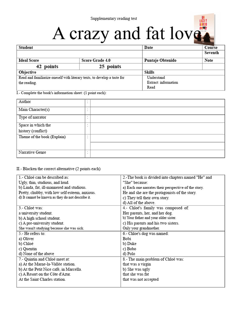 Supplementary Reading Test: A Crazy Love | PDF