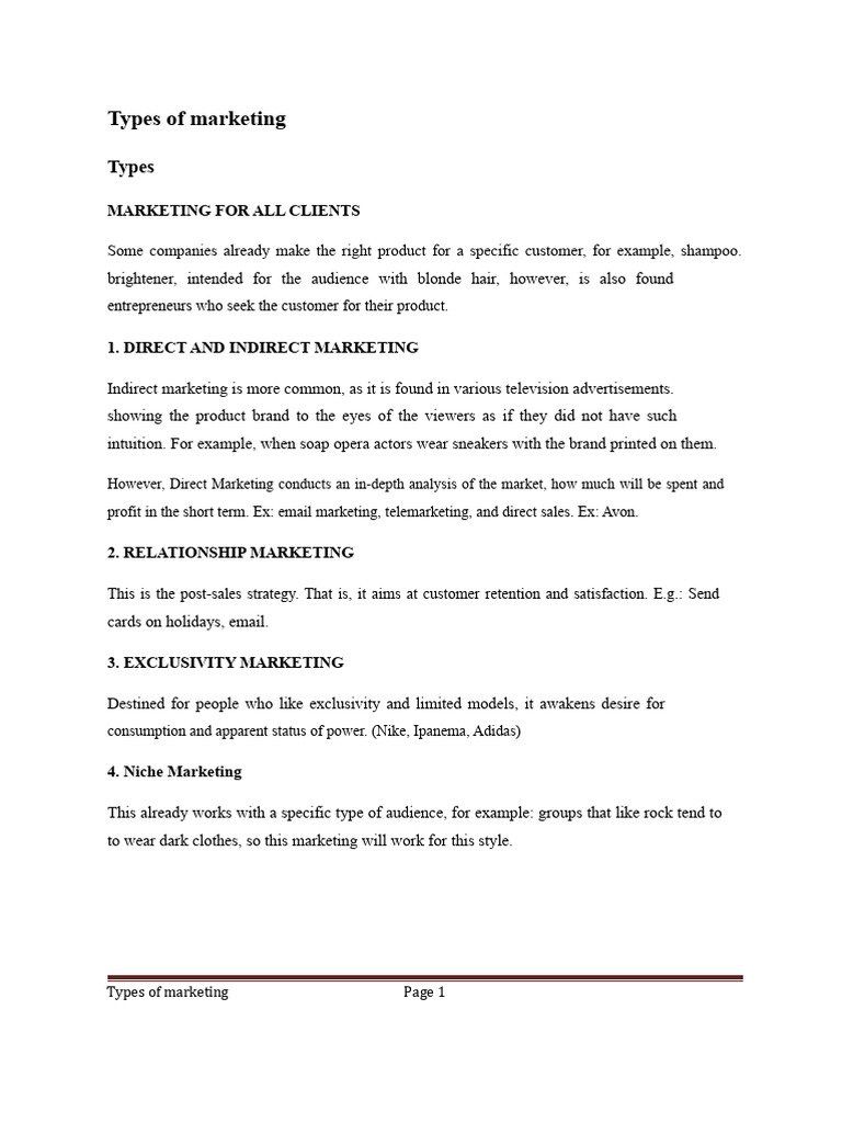 Types of Marketing | PDF | Marketing | Value (Economics)