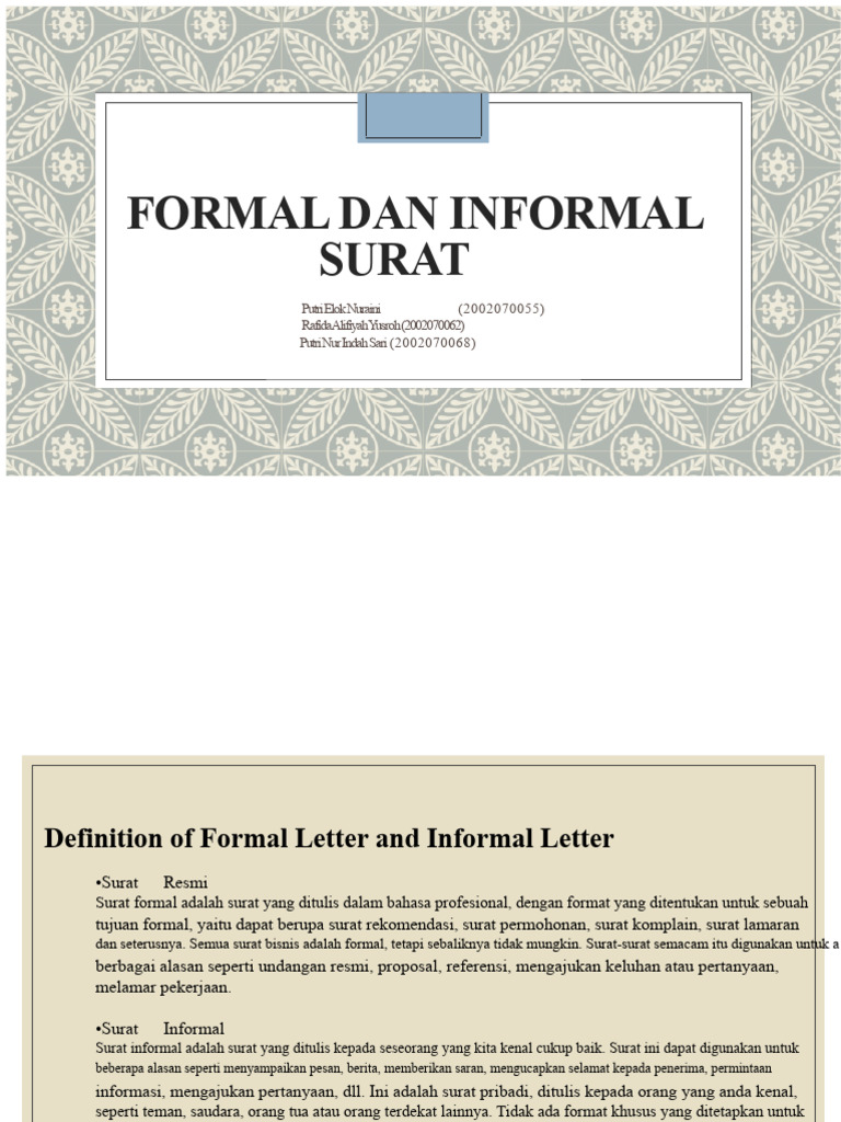 Surat Formal Dan Informal Kelas 7 | PDF