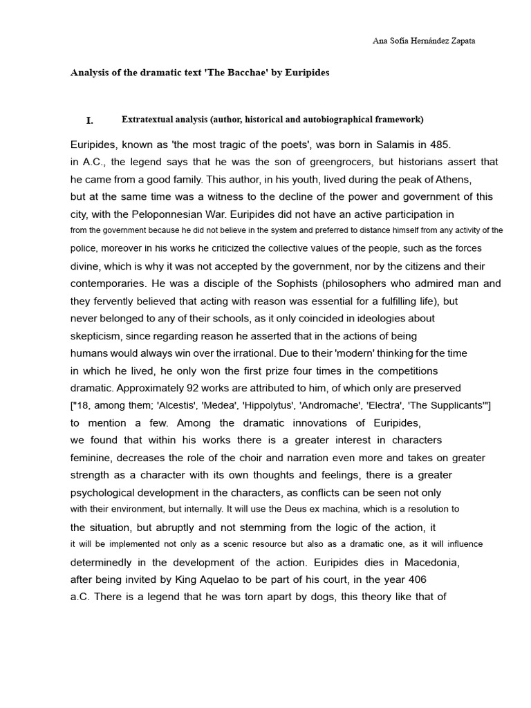Analysis of The Bacchae by Euripides | PDF