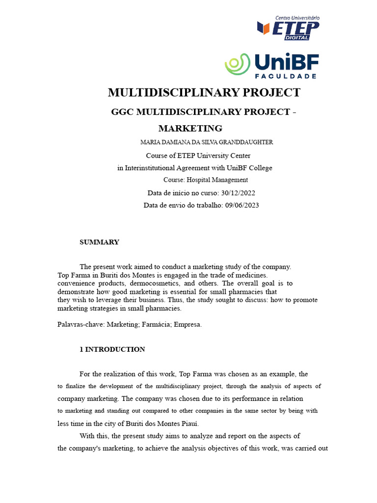 Multidisciplinary Project Model II Silvia | PDF | Marketing | Customer