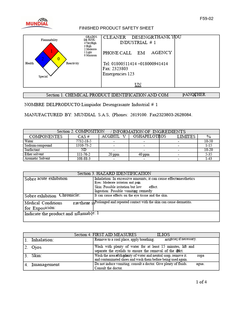 Industrial Degreaser Safety Data Sheet | PDF | Solvent | Water