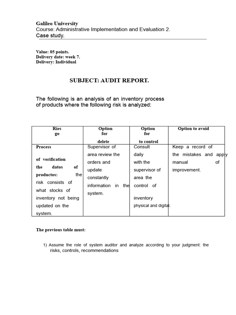 Case 1 Implementation and Administrative Evaluation 2 | PDF | Audit ...