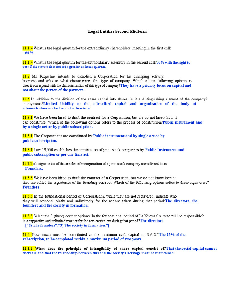 Legal Entities - 2nd Partial - Actall | PDF | Limited Partnership ...