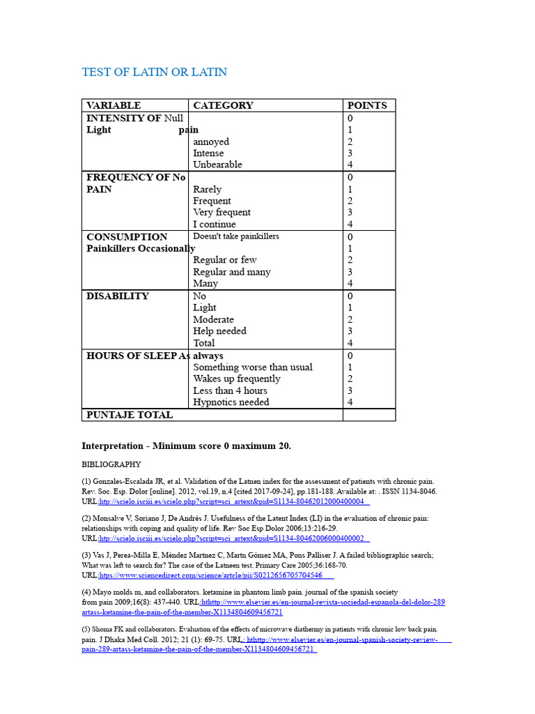 Latin Test or Latin | PDF | Pain | Medicine
