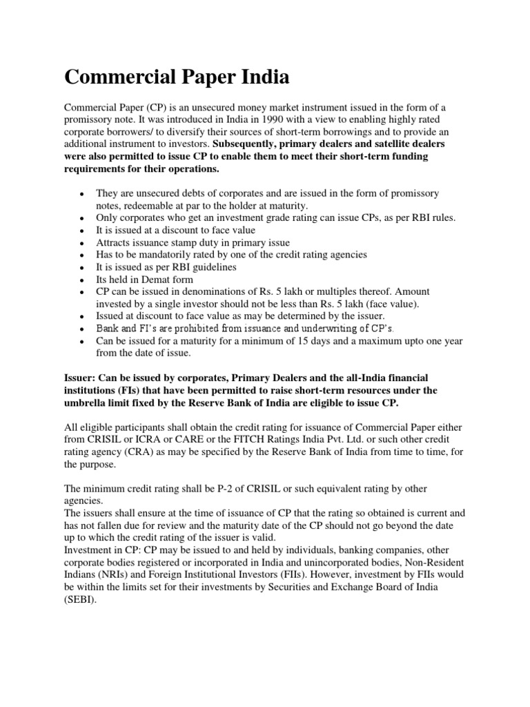 Commercial Papers | PDF | Commercial Paper | Securitization