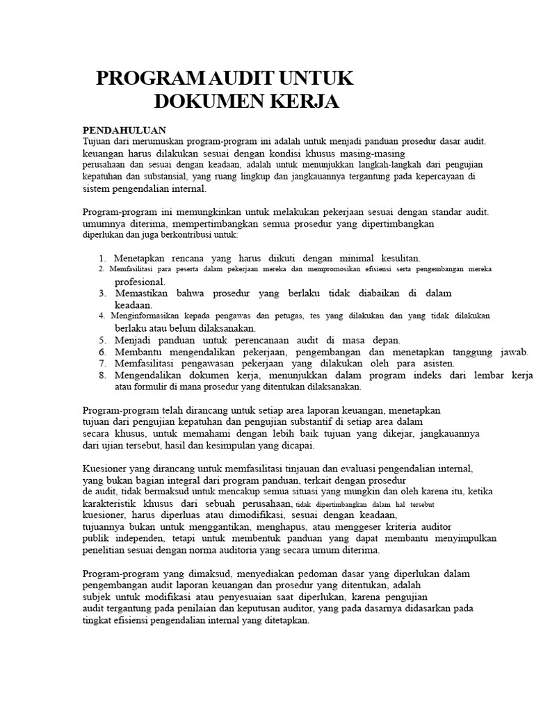Panduan Program Audit Keuangan | PDF