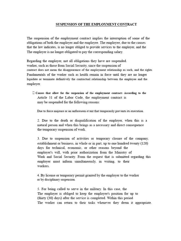 Work Contract Suspension | PDF | Employment | Salary