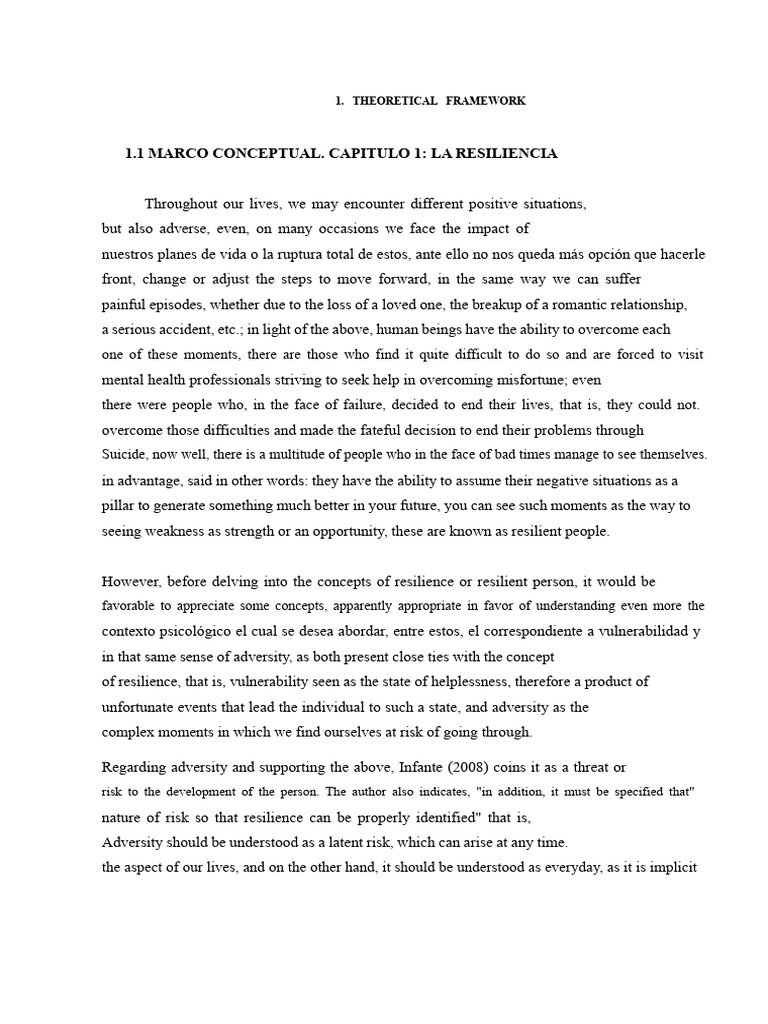 Theoretical Framework Resilience | PDF | Well Being | Psychological ...
