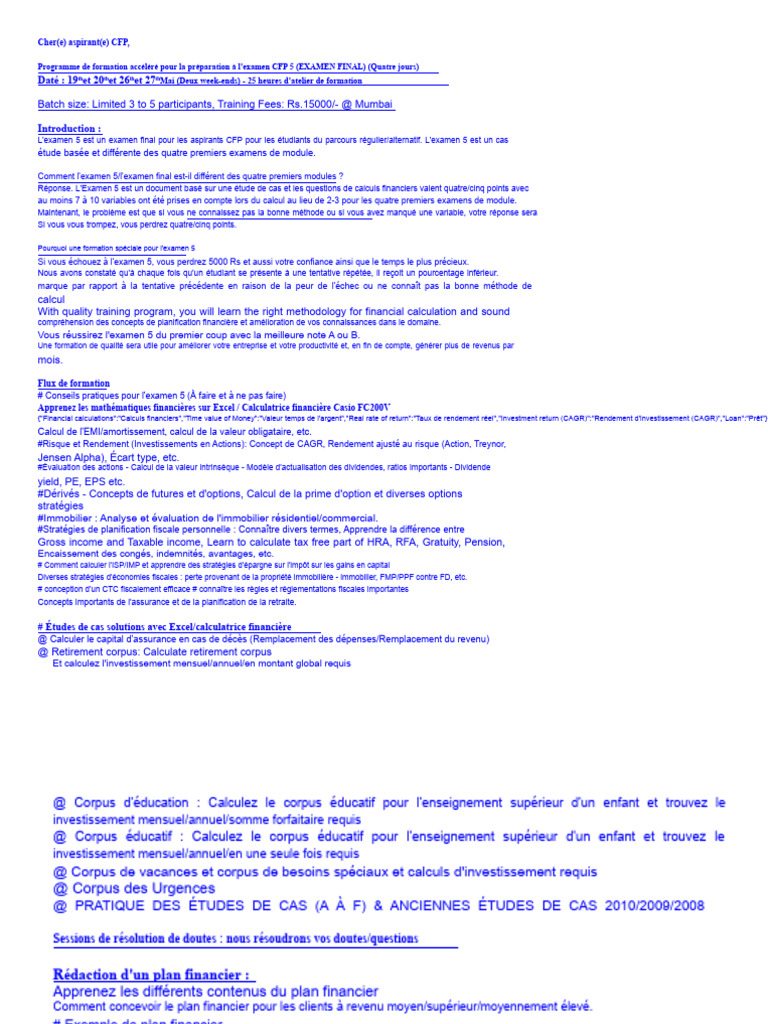 Atelier de Préparation À L'examen Final Du CFP Fast Track 5 | PDF ...
