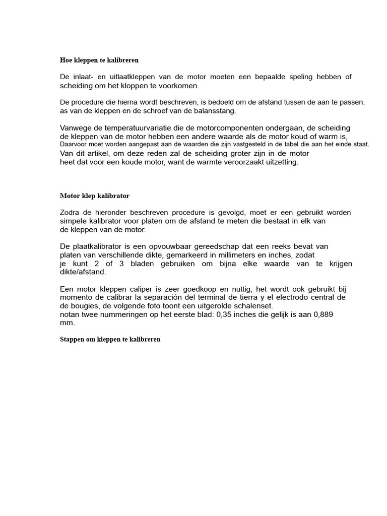 Hoe Kleppen Te Kalibreren | PDF