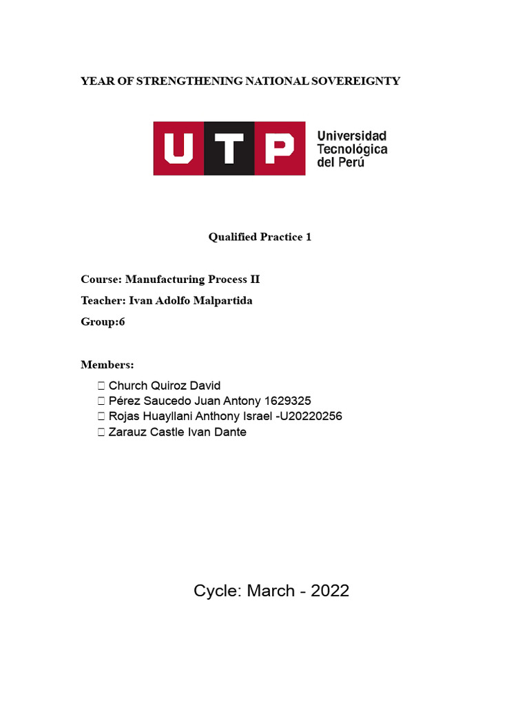 PC1 Manufacturing Process II UTP | PDF | Deformation (Engineering ...
