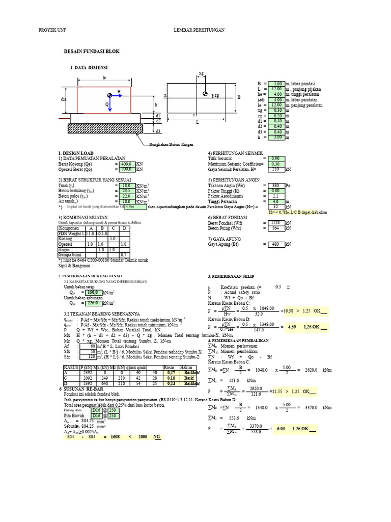 Desain Fondasi Blok | PDF