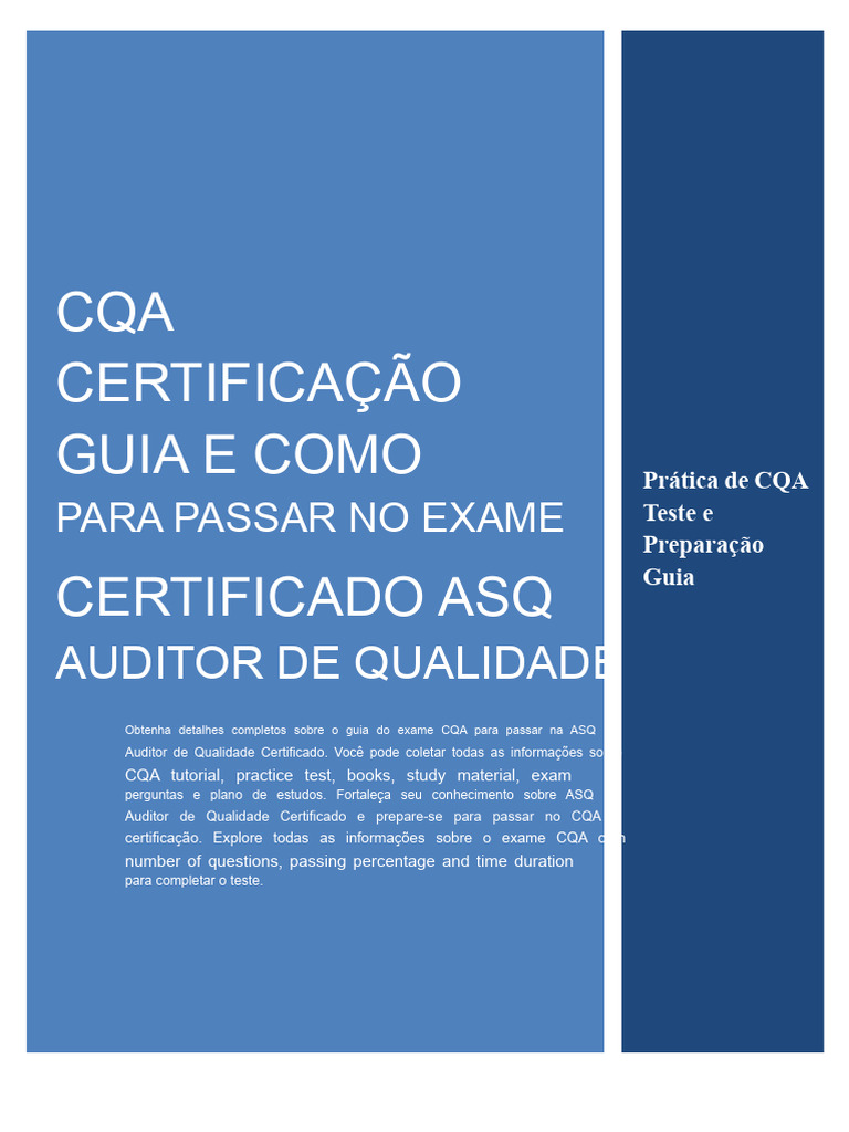 Guia de Certificação CQA e Como Conseguir PDF | PDF | Qualidade ...