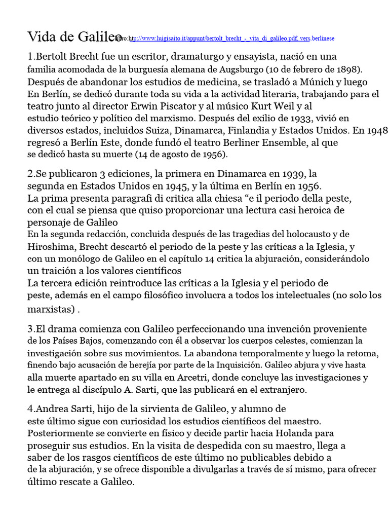Vida de Galileo | PDF | Galileo Galilei