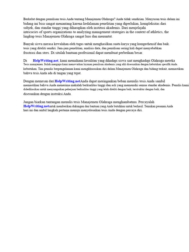 Tesis Manajemen Olahraga | PDF