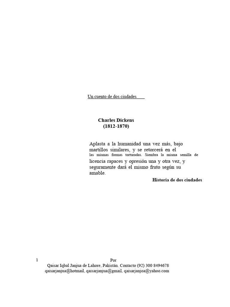 El Cuento de Dos Ciudades de Charles Dickens (Un Análisis Crítico de ...