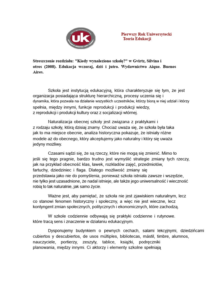 Naturalizacja i Denaturalizacja Szkoły - Gvirtz_Silvina_2008 Rozdział 2 | PDF