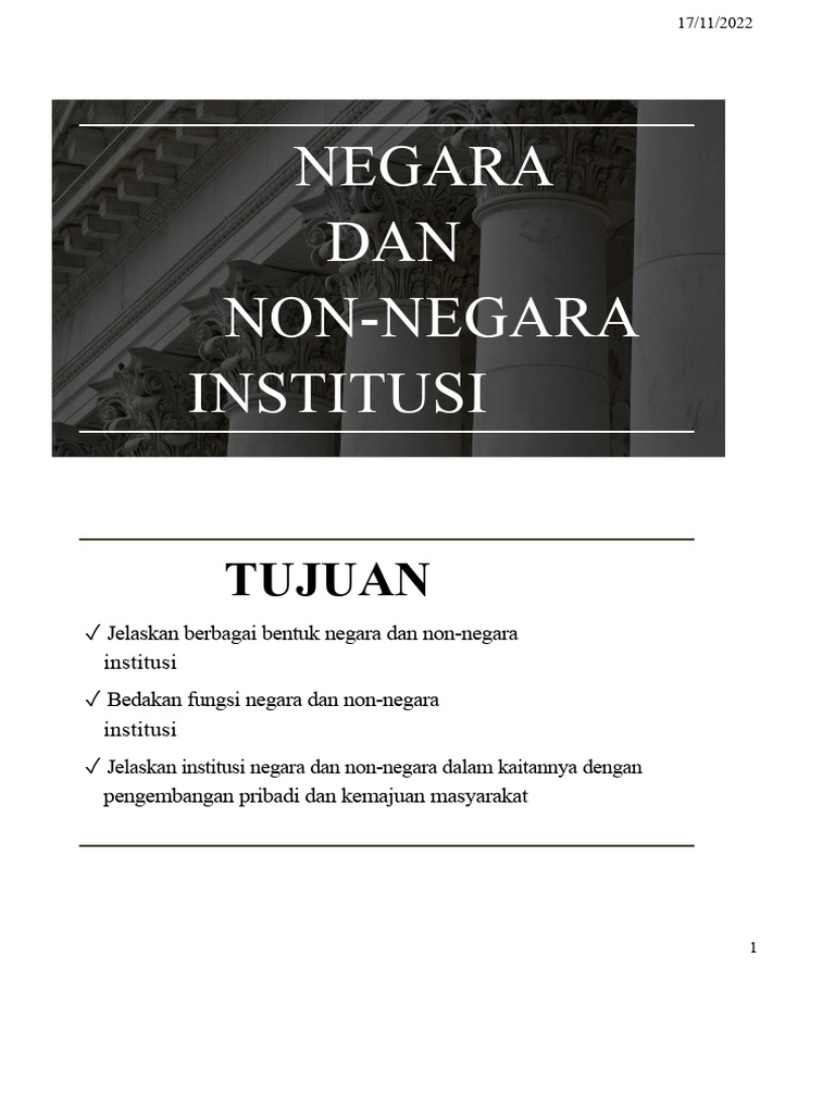 Bentuk dan Fungsi Institusi Negara dan Non-Negara | PDF