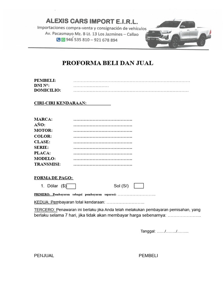 PROFORMA PEMBELIAN DAN PENJUALAN | PDF