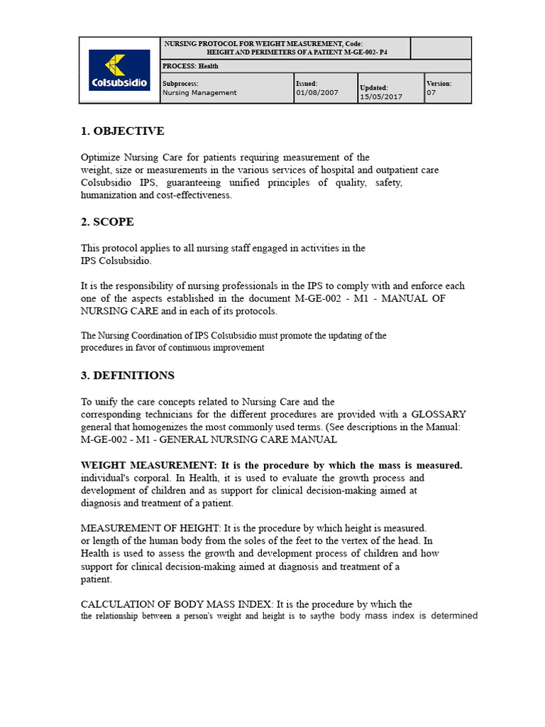 M-GE-002 - P4 - NURSING PROTOCOL - WEIGHT HEIGHT AND PERIMETERS ...