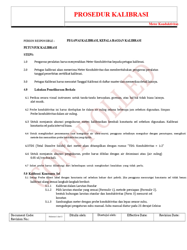 Prosedur Kalibrasi Untuk Meter Konduktivitas | PDF