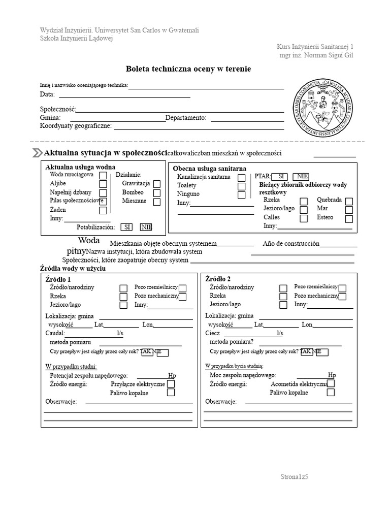 Techniczny Formularz Oceny W Terenie PDF | PDF