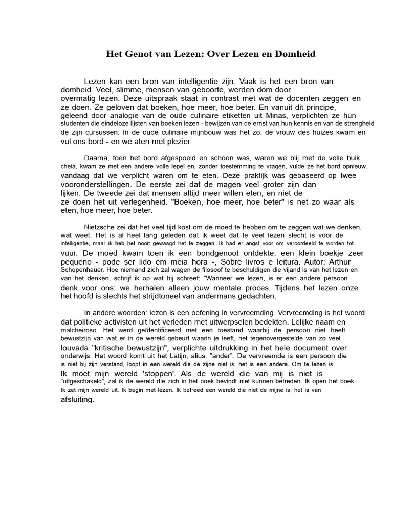 Het Genot Van Lezen Over Lezen en Domheid - Rubem Alves | PDF
