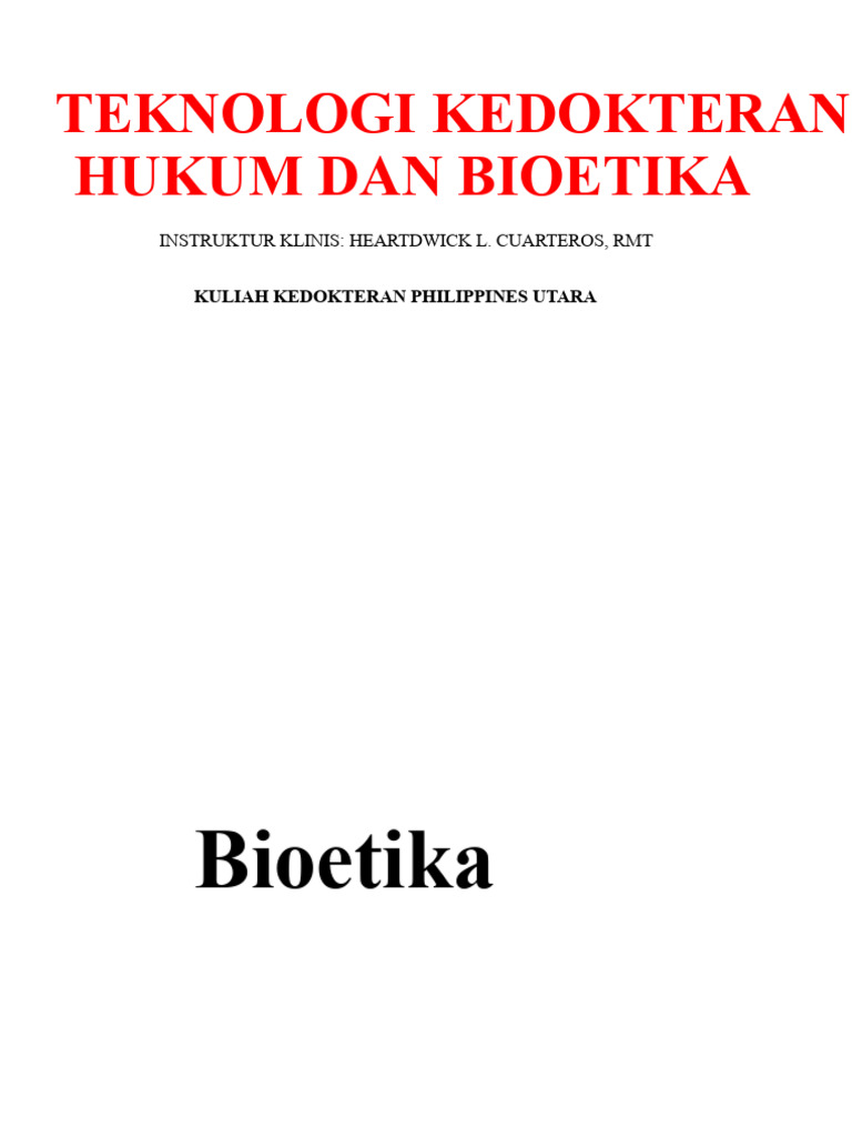 Prinsip Bioetika dalam Kedokteran | PDF