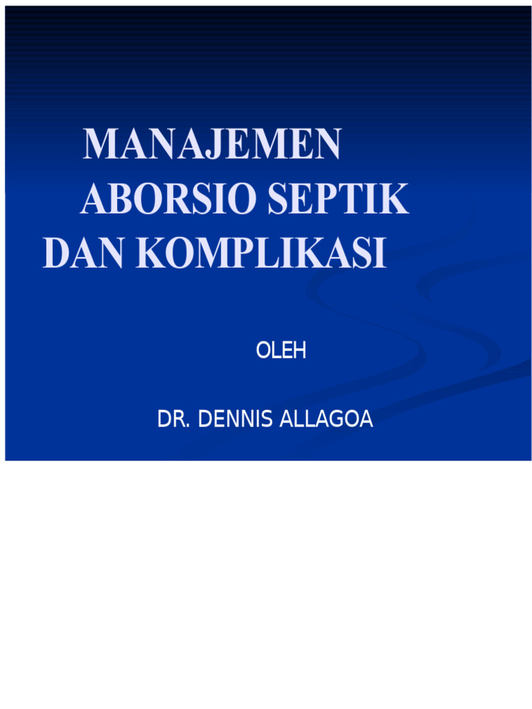 Manajemen Aborsi Septik dan Komplikasinya | PDF