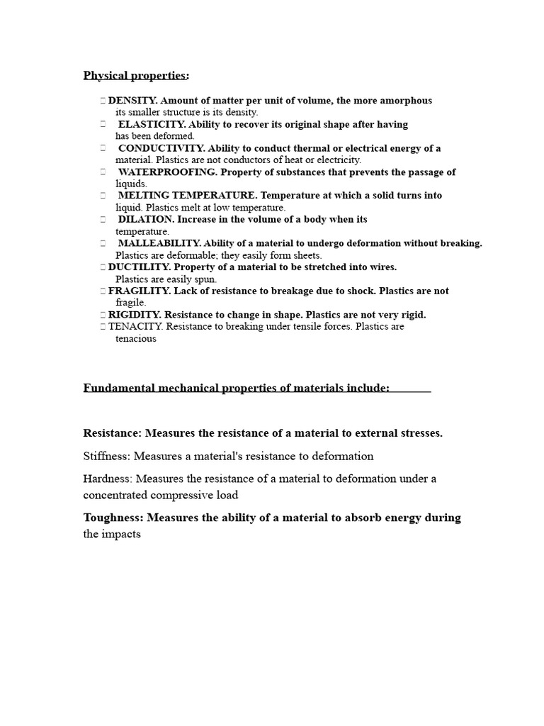 Key Physical Properties of Plastics | PDF