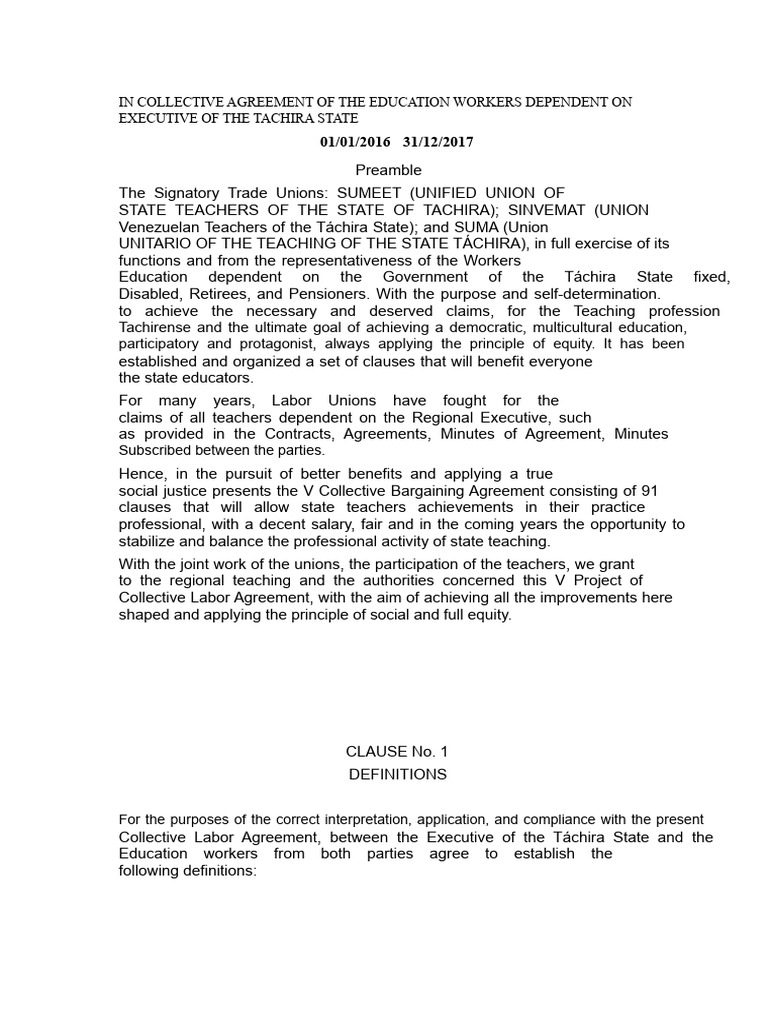 Collective Agreement for Táchira Educators | PDF | Pension | Salary