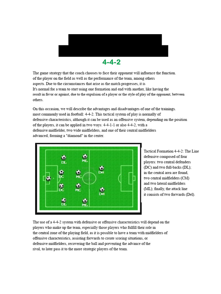 Advantages and Disadvantages of 4-4-2 Formation | PDF | Forward ...