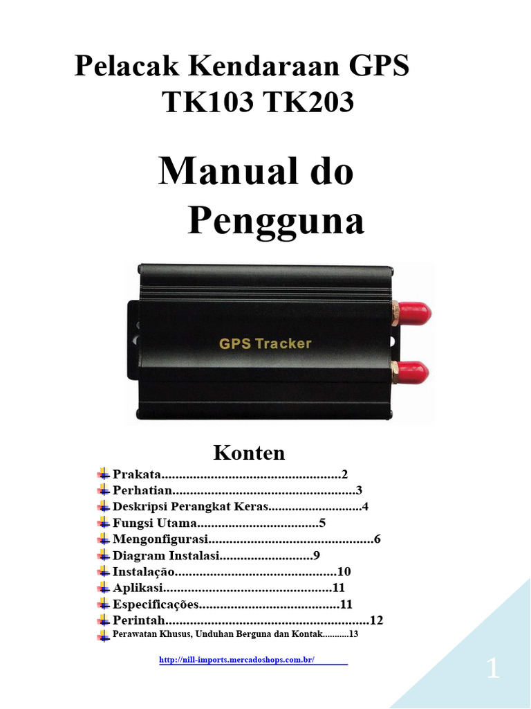 Panduan Pengguna Pelacak GPS TK103 TK203 | PDF