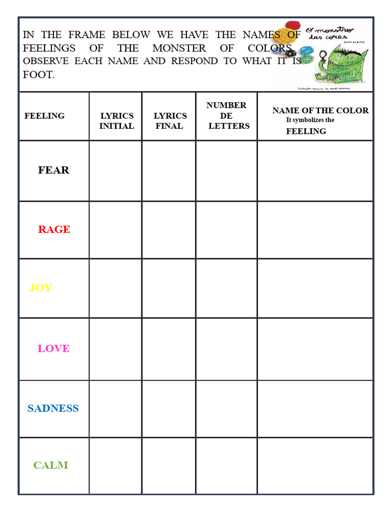 The Color Monster - Activity | PDF