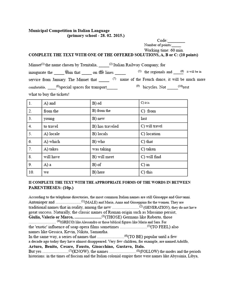 Italian Tests | PDF | Sicily | Christmas