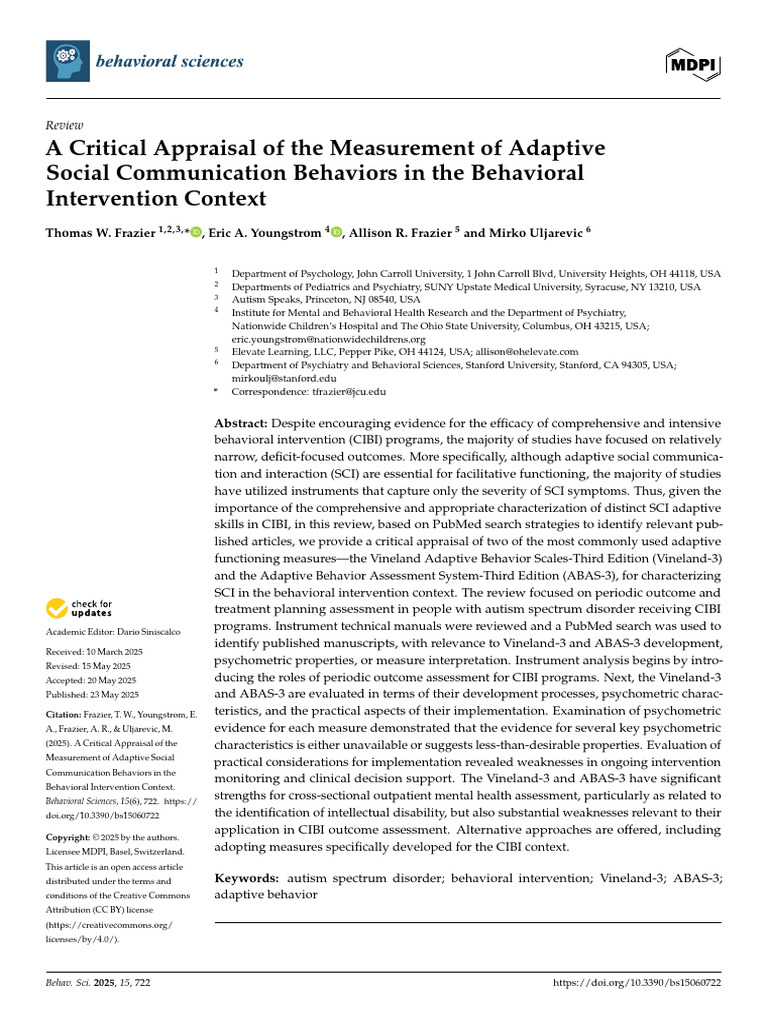 A Critical Appraisal of The Measurement of Adaptive Social ...