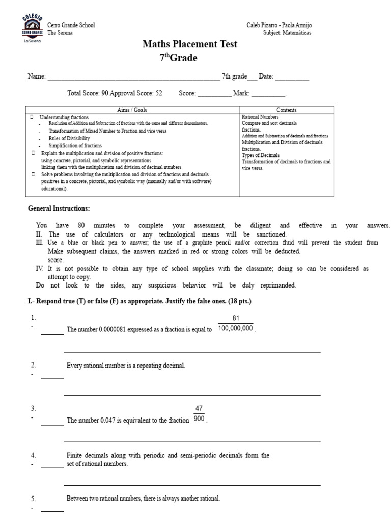 7th Grade Rational Numbers | PDF | Decimal | Numbers