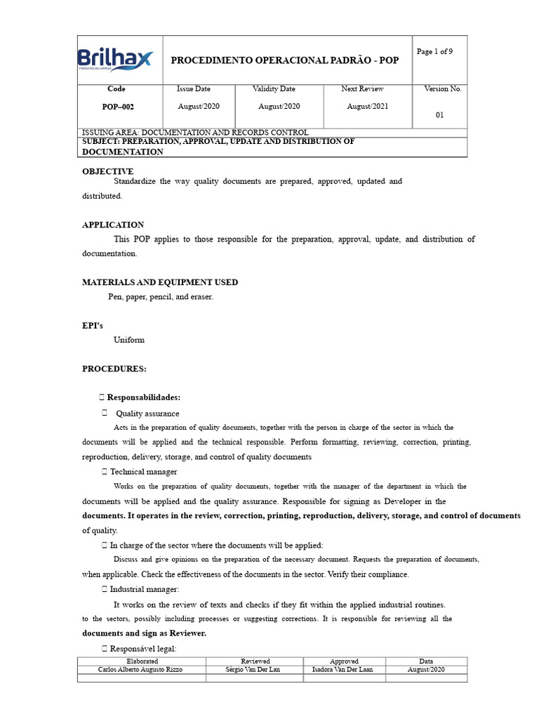 POP - 002 - Preparation, Approval, Update, and Distribution of ...