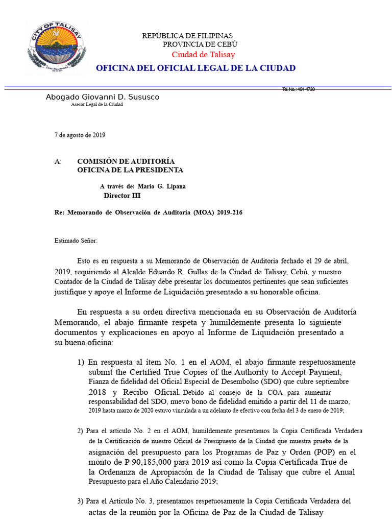 Respuesta A Aom | PDF | Gobierno